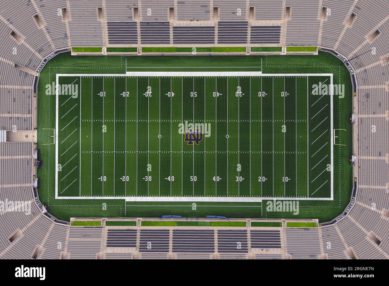 The ND Fighting Irish logo at midField of Notre Dame Stadium., Monday ...