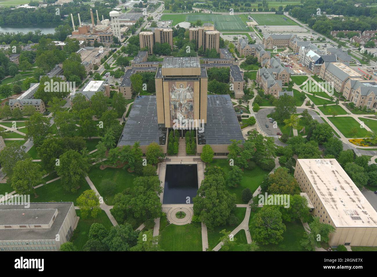 A general overall aerial view of Touchdown Jesus (Word of Life) mural ...
