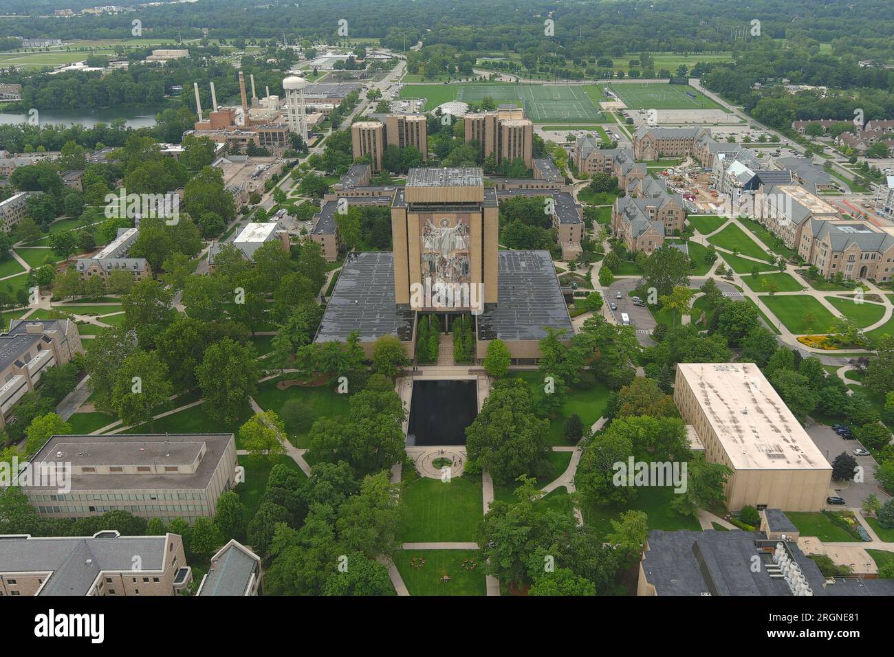 A general overall aerial view of Touchdown Jesus (Word of Life) mural ...