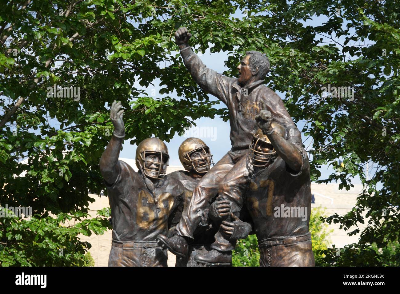 A statue of former Notre Dame Fighting Irish Football coach Ara ... A statue of former Notre Dame Fighting Irish Football coach Ara ...