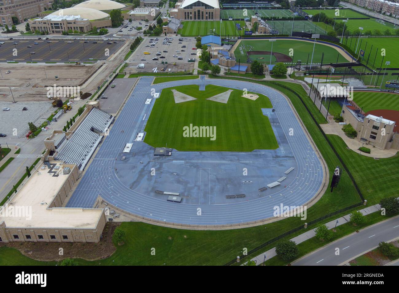 A general overall aerial view of the Harris Family Track and Field ...