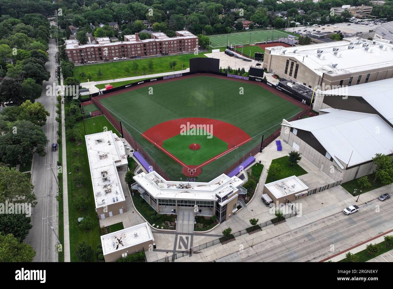 A general overall aerial view of Rocky and Berenice Miller Park Baseball stadium on the campus ...