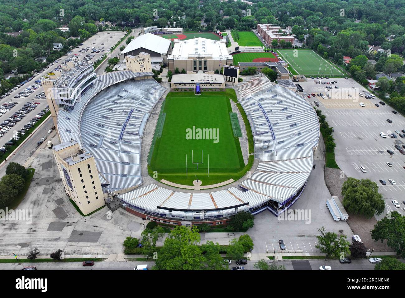 A general overall aerial view of Ryan Field on the campus of ...