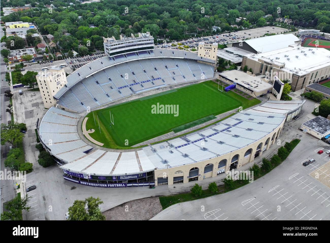 A general overall aerial view of Ryan Field on the campus of ...