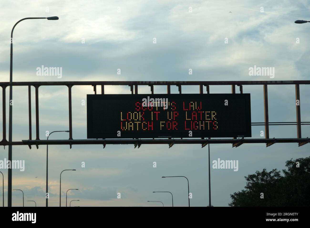 A public service message board on the Interstate 9- freeway highway ...