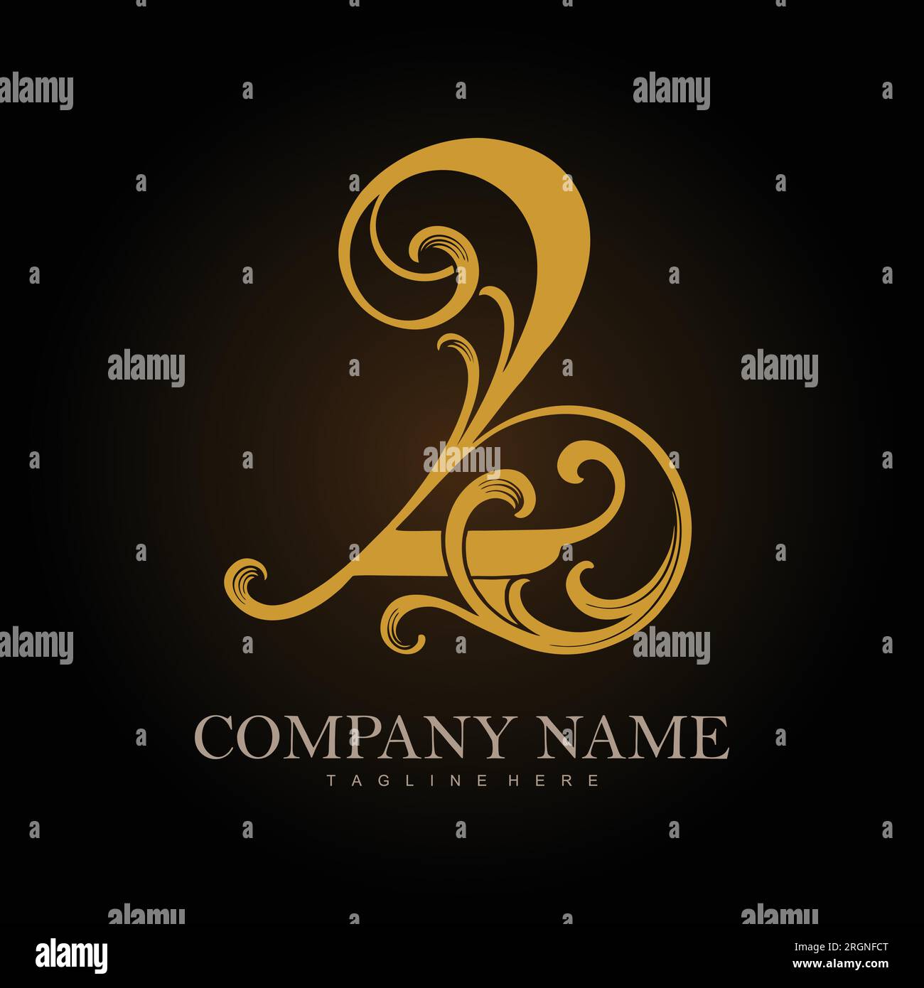 Engraved elegance beautiful number 2 monogram logo vector illustrations ...