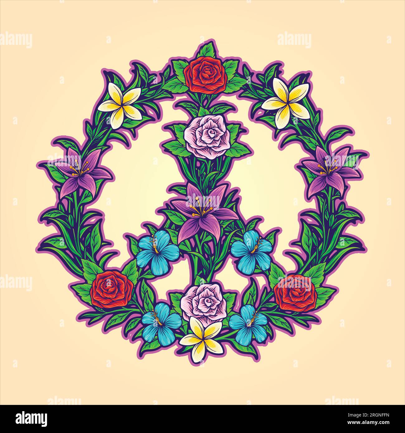 Flower power bohemian peace symbols vector illustrations for your work ...