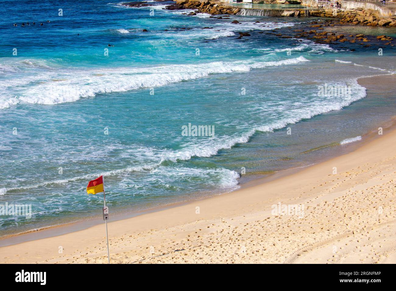 Bronte Beach Sydney eastern suburbs, surf rescue red and yellow swim ...