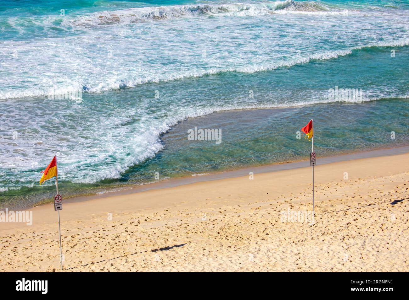 Bronte Beach Sydney eastern suburbs, surf rescue red and yellow swim ...