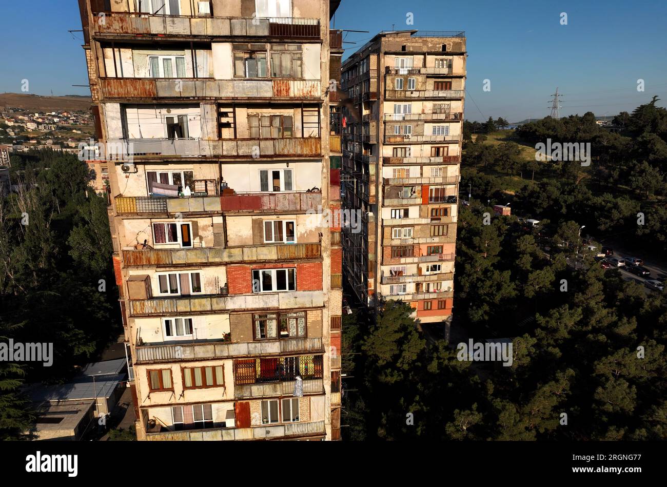 Dilapidated old residential buildings from Soviet era, called ...
