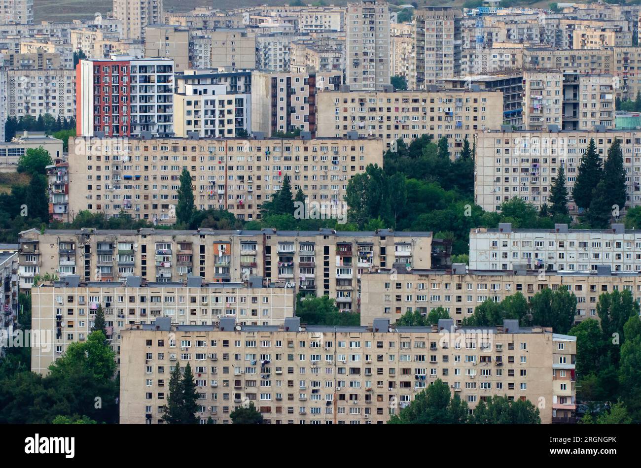 Dilapidated old residential buildings from Soviet era, called ...