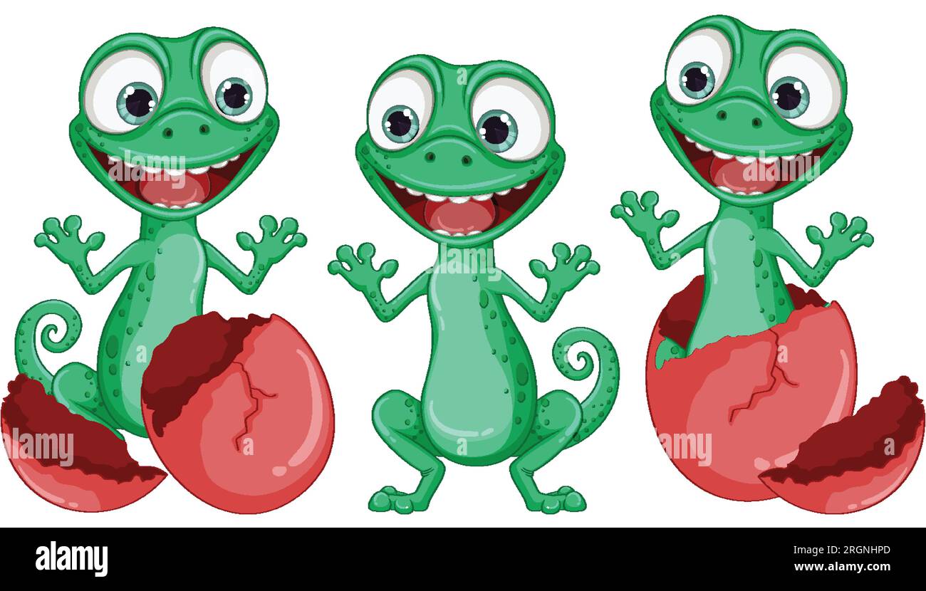 Funny Lizard Hatching From Egg illustration Stock Vector Image & Art ...