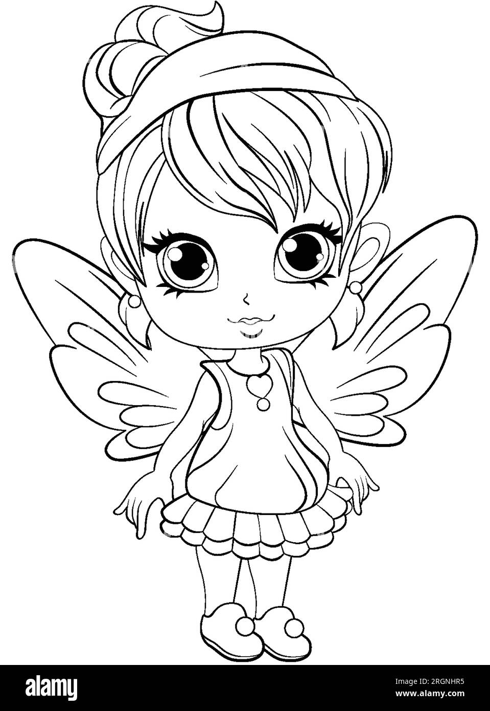 Cute girl cartoonl and its doodle coloring character illustration Stock ...