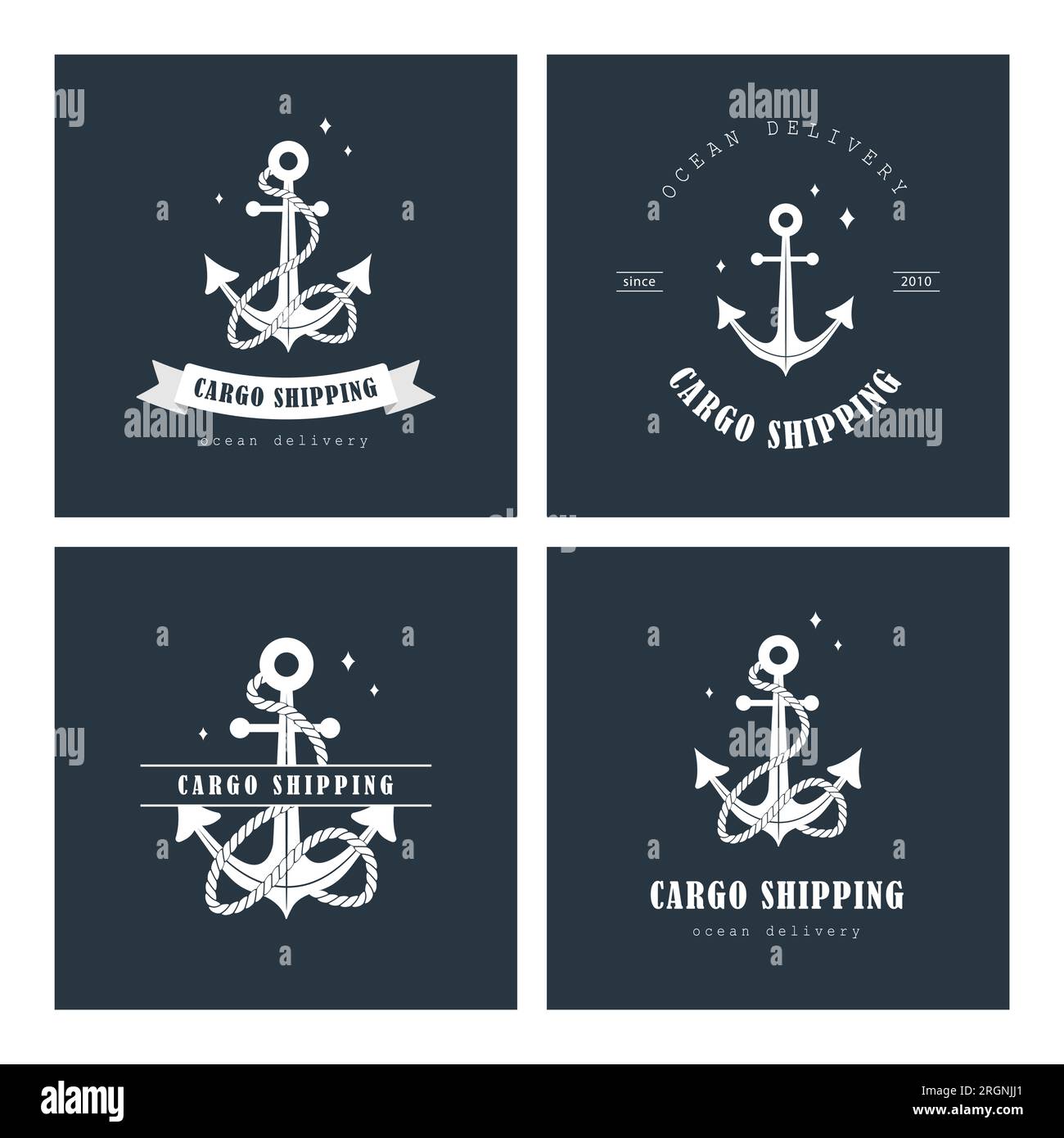 Set of Cargo shipping logos. Ocean delivery. Sea freight transportation ...