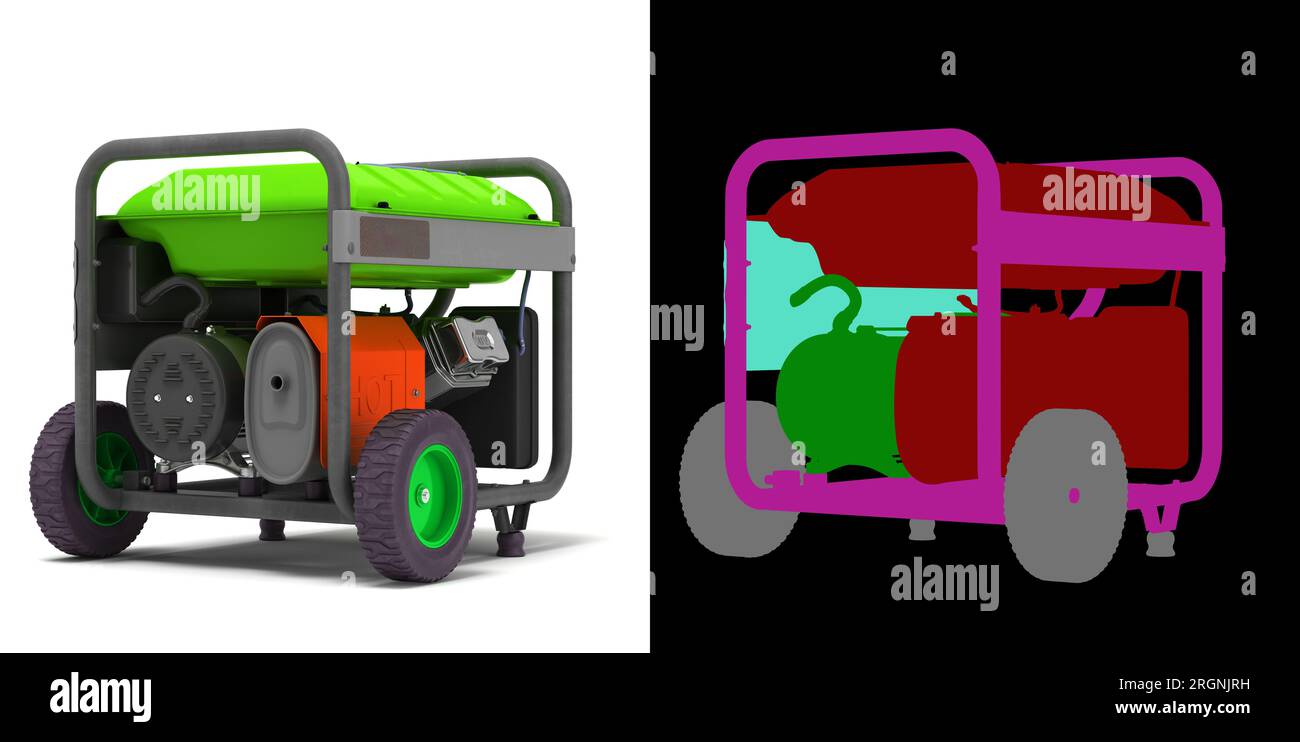 Modern compact electrical generator right side view 3d render on white ...