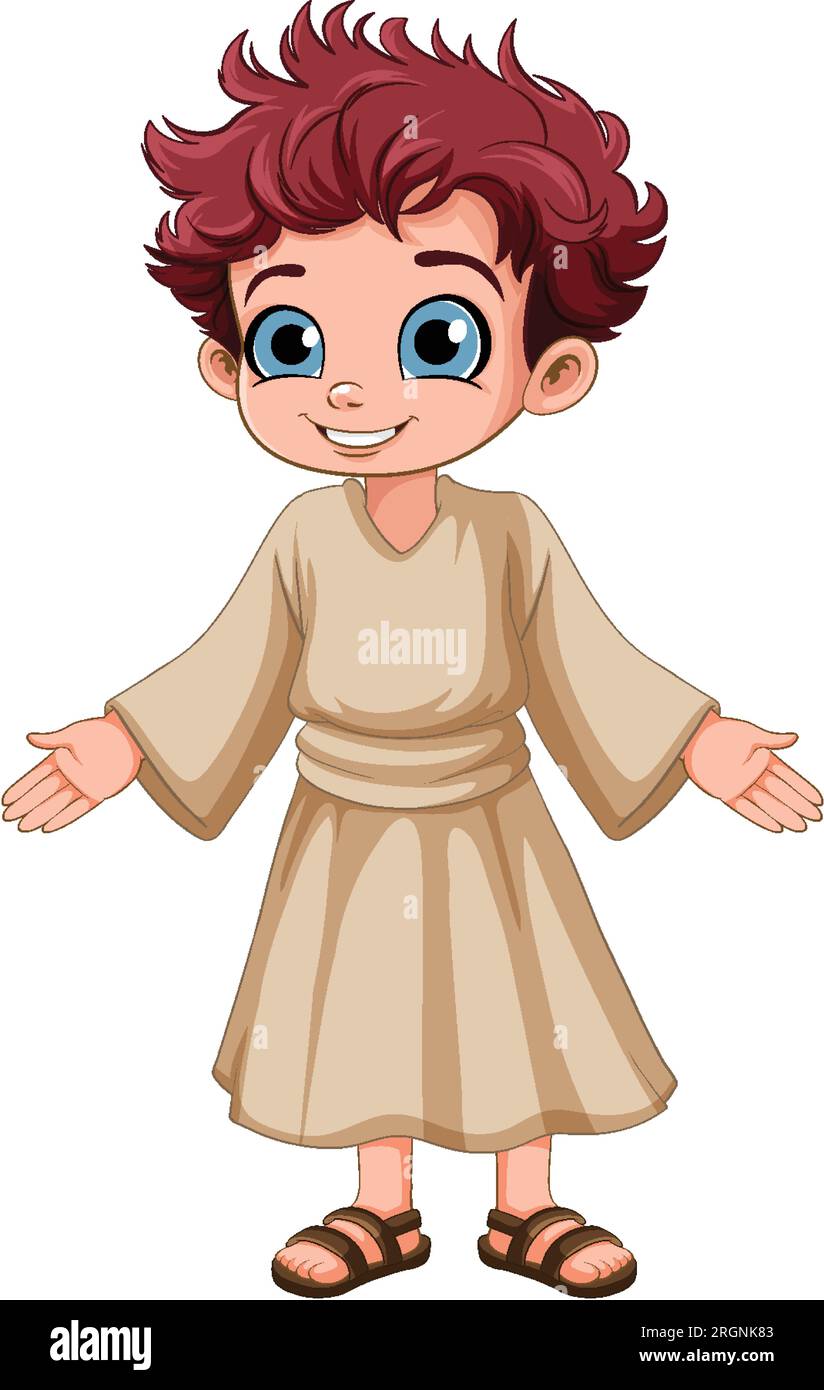 Young Saint medieval cartoon character illustration Stock Vector Image ...