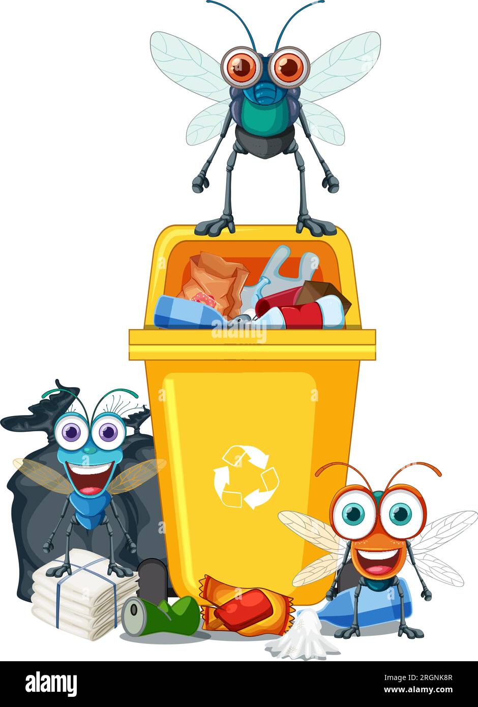 Fly and trash cartoon illustration Stock Vector Image & Art - Alamy