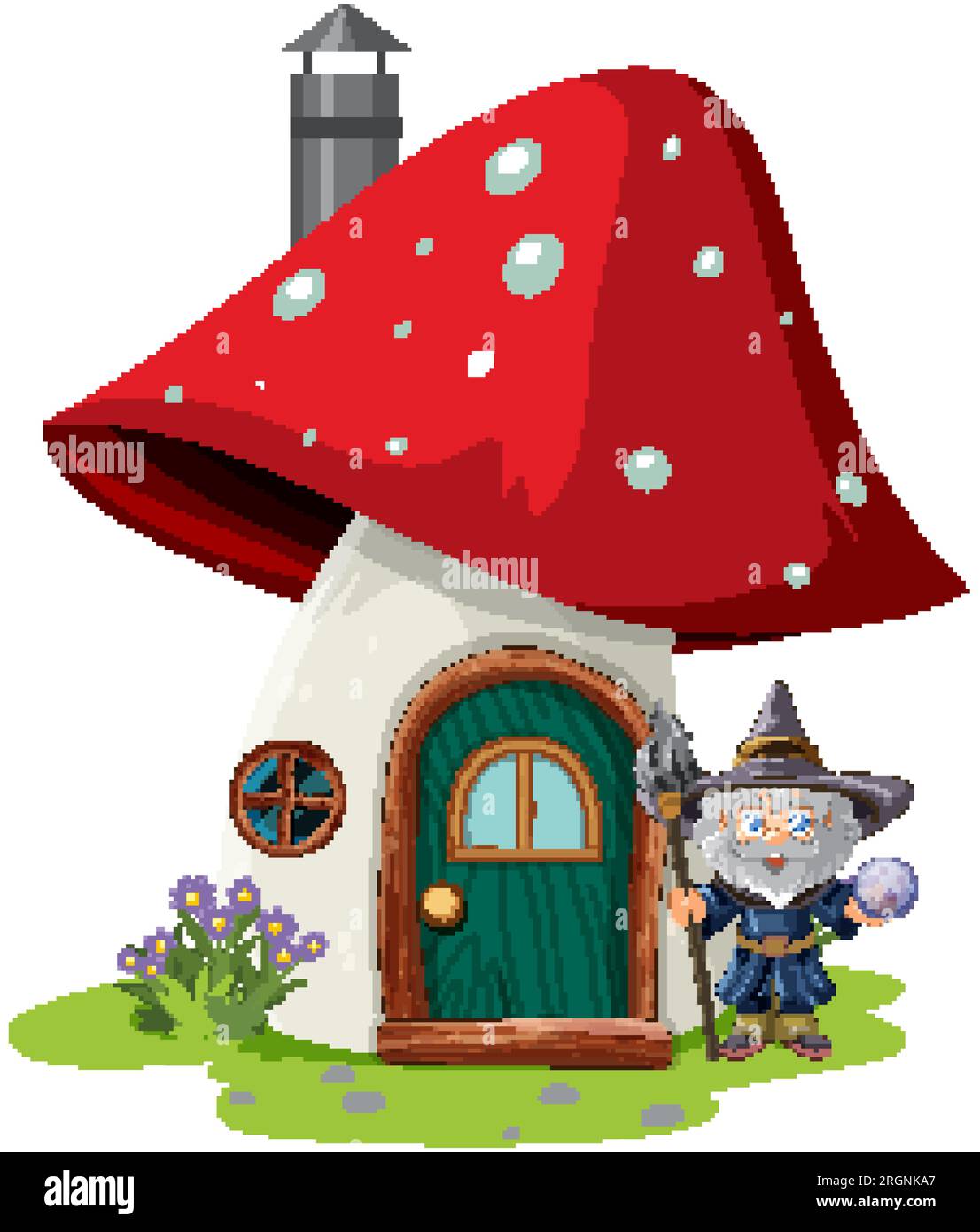 Wizard with Mushroom House illustration Stock Vector Image & Art - Alamy