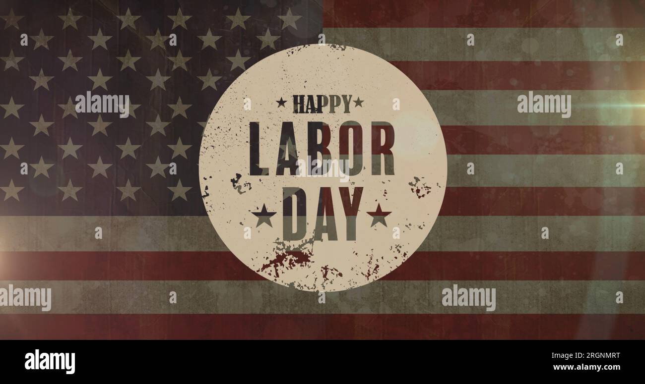 Image of labor day text over flag of united states of america Stock ...