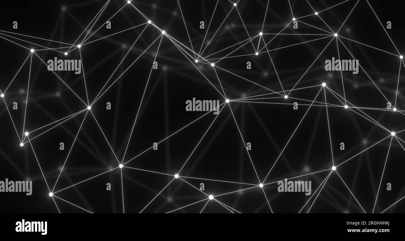 Image of bright white network moving over distant faded network on ...