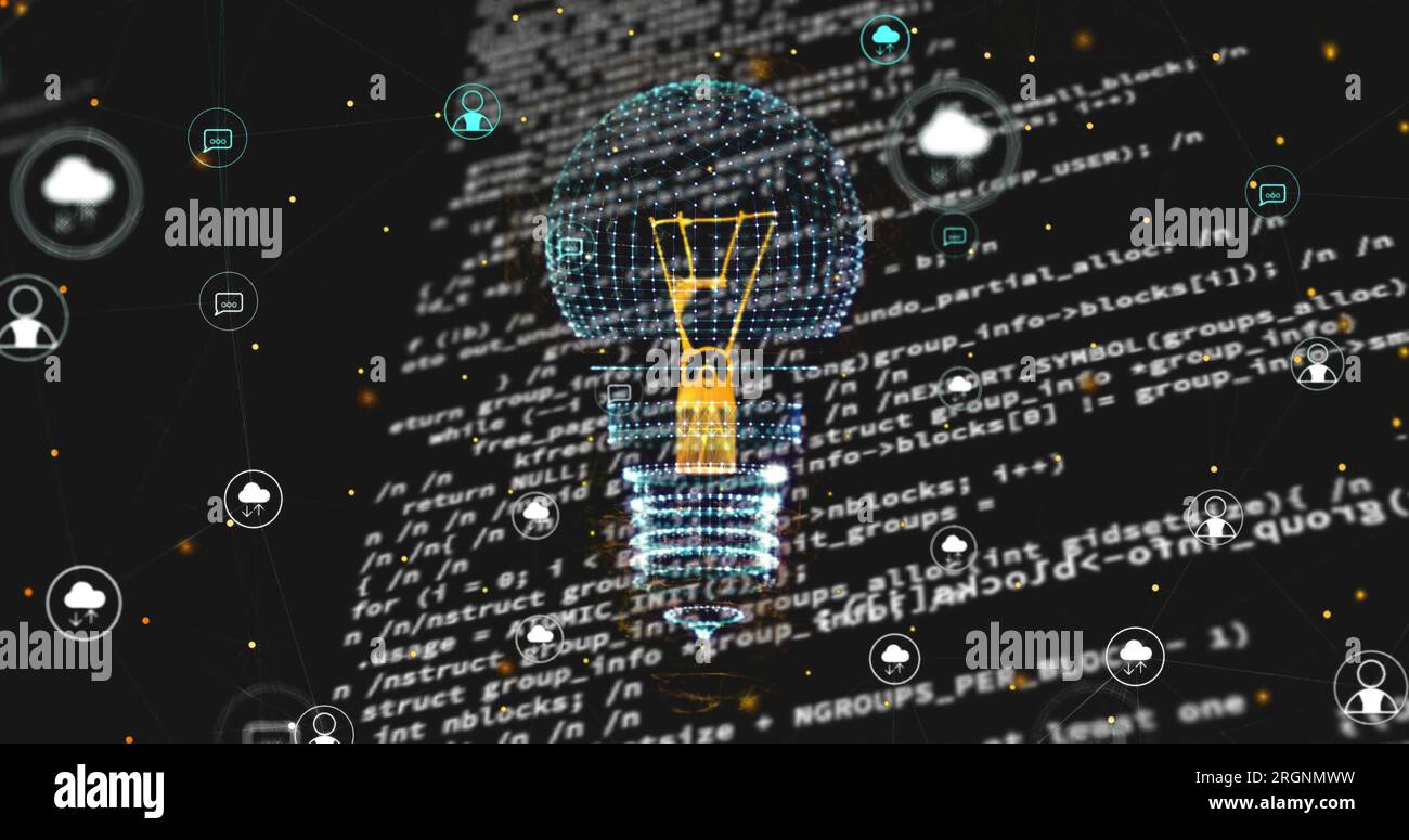 Image of light bulb and data processing Stock Photo - Alamy
