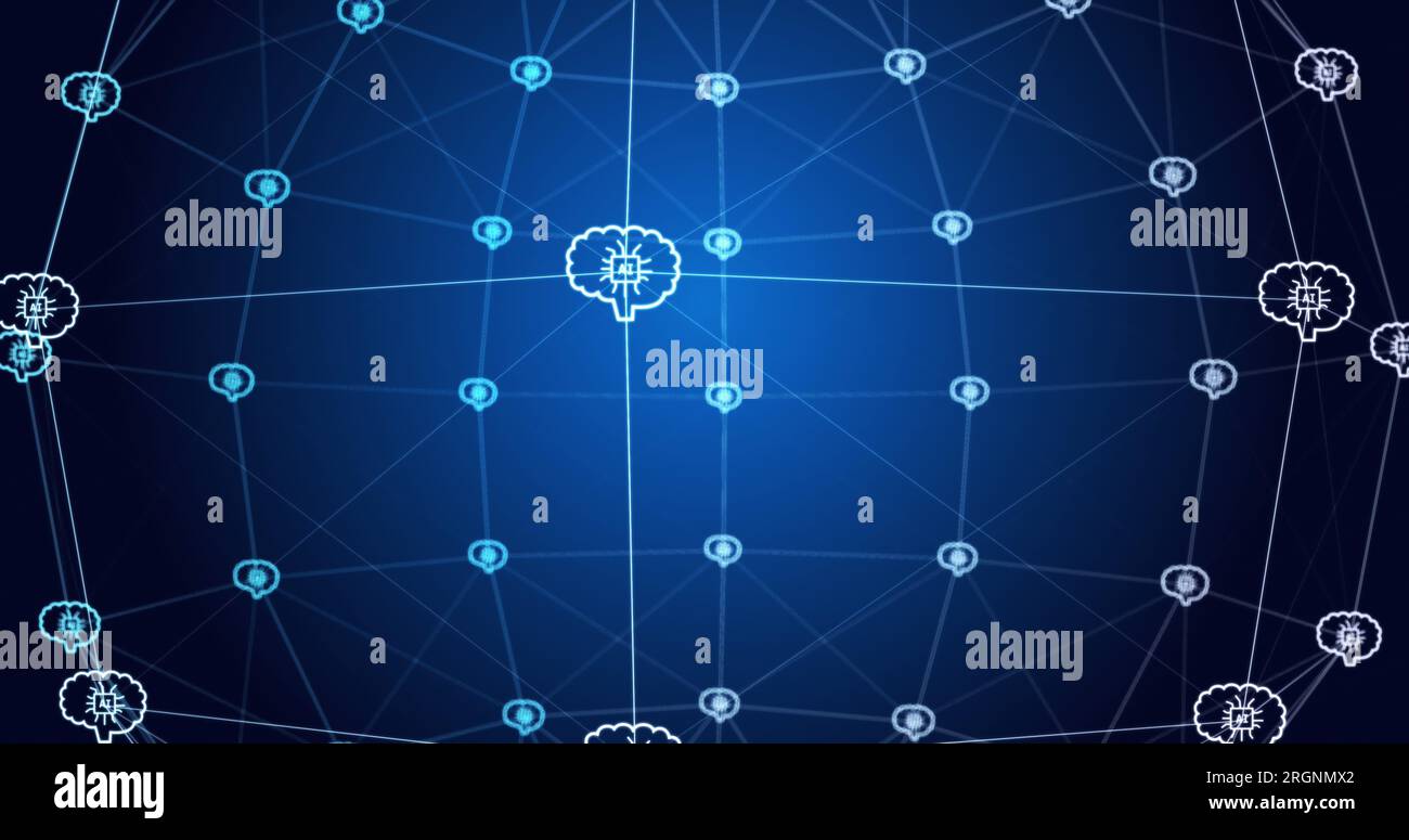 Image of ai data processing over connections with icons Stock Photo - Alamy