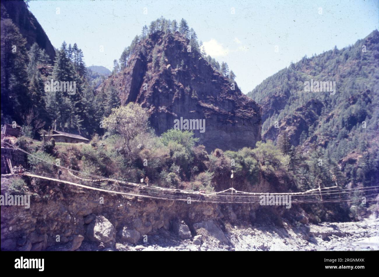 Small Rope Bridge for Walking Across, Jarsole Village, Nepal, Asia ...