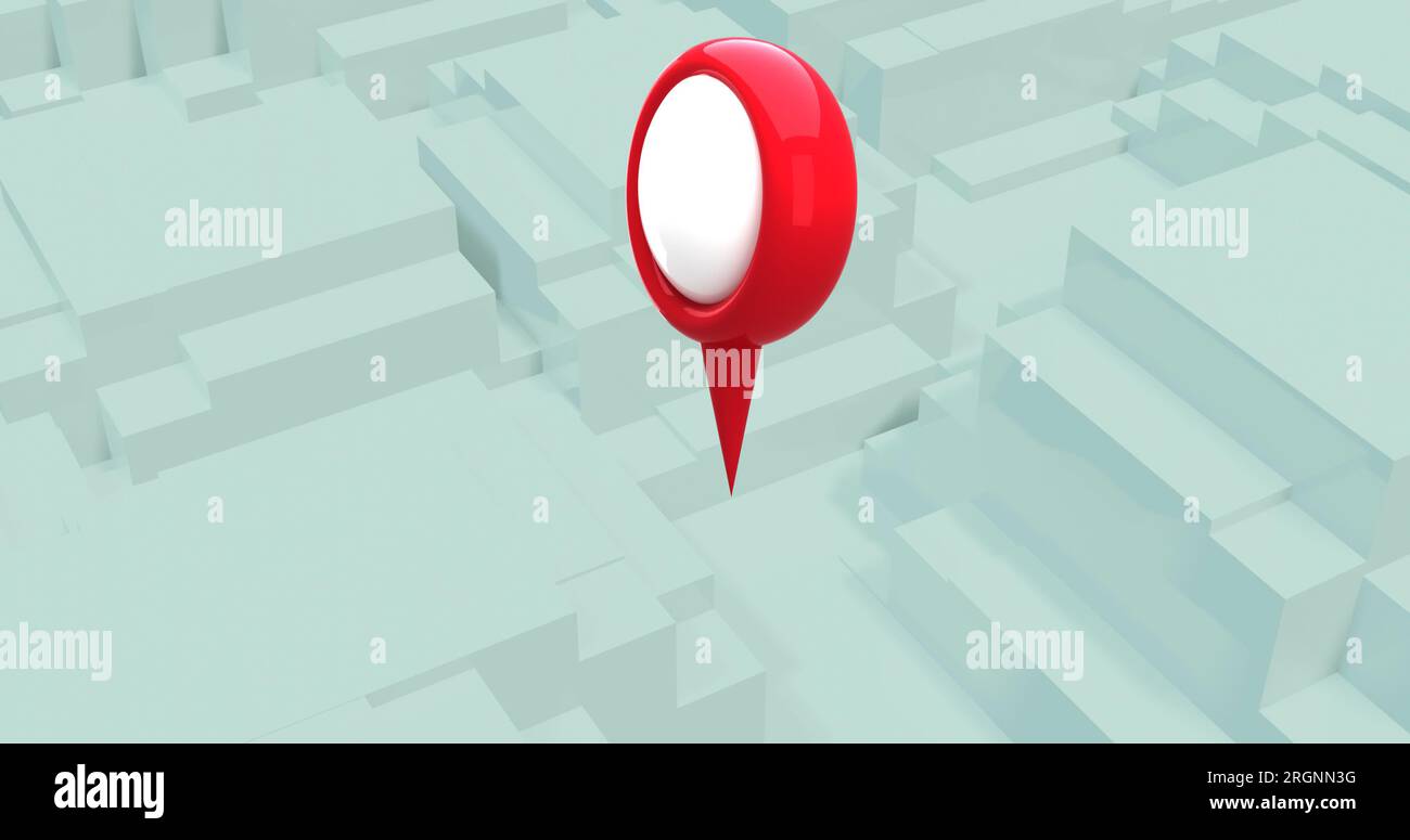 Image of location marks over green background with blocks Stock Photo ...