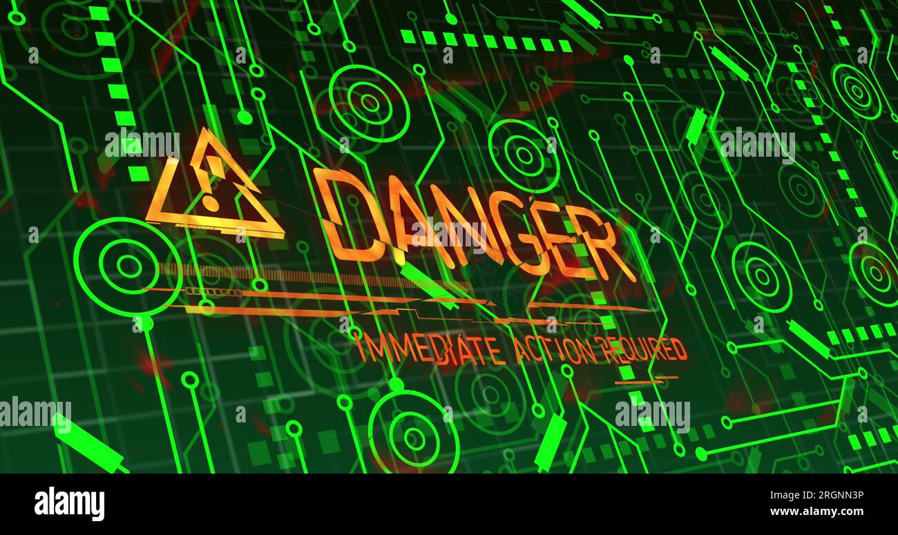 Image of danger text over shapes Stock Photo - Alamy