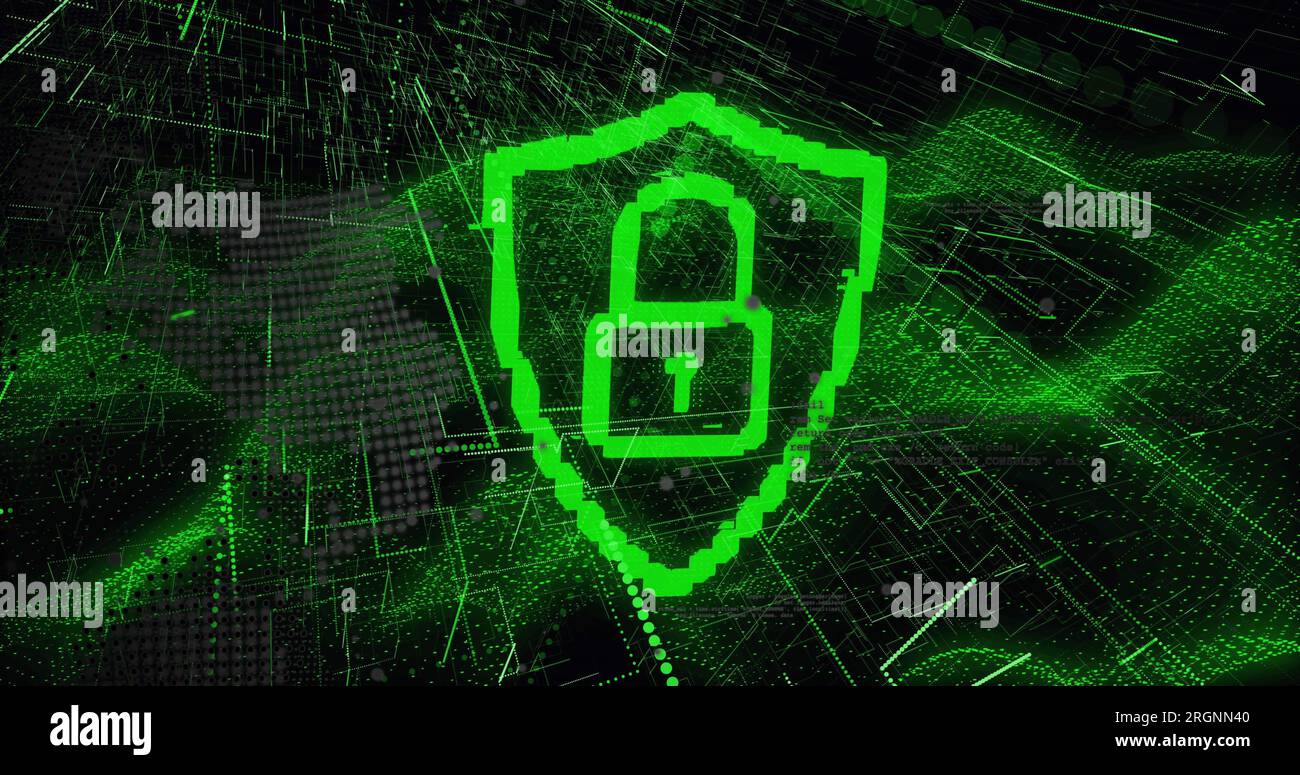 Animation waves digital shield padlock hi-res stock photography and ...