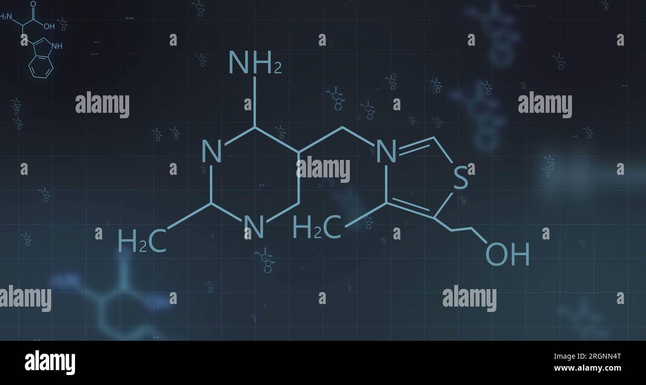 Image of structures of chemical formula on dark background Stock Photo ...