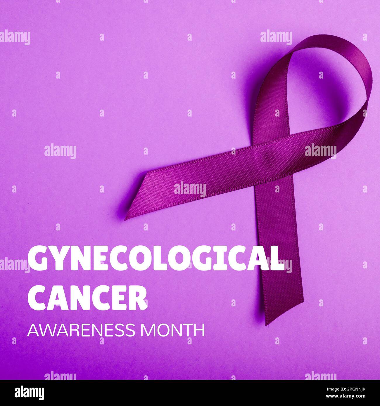 Composite of gynecological cancer awareness month over ribbon on purple ...