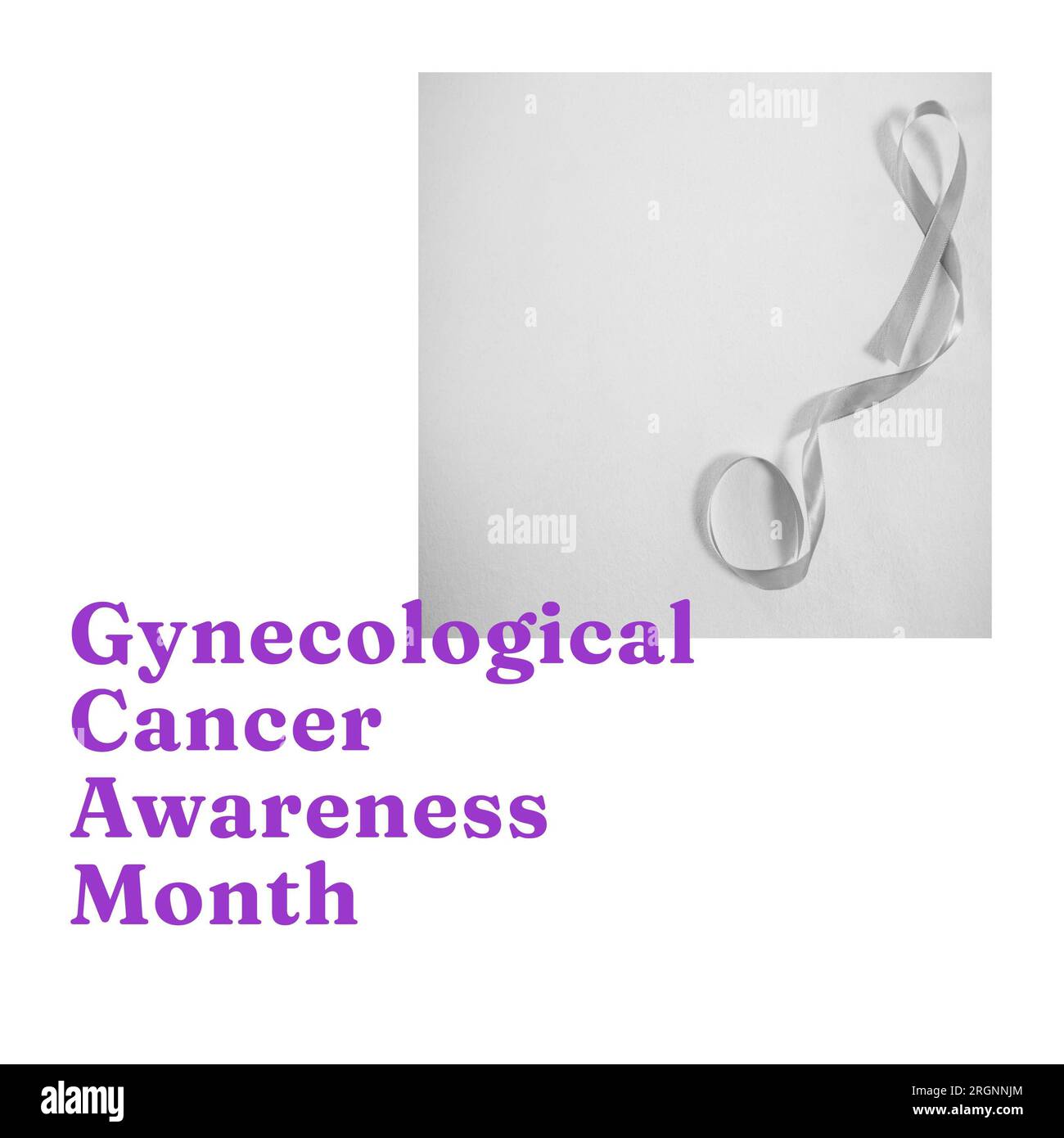 Composite of gynecological cancer awareness month over ribbon on grey ...