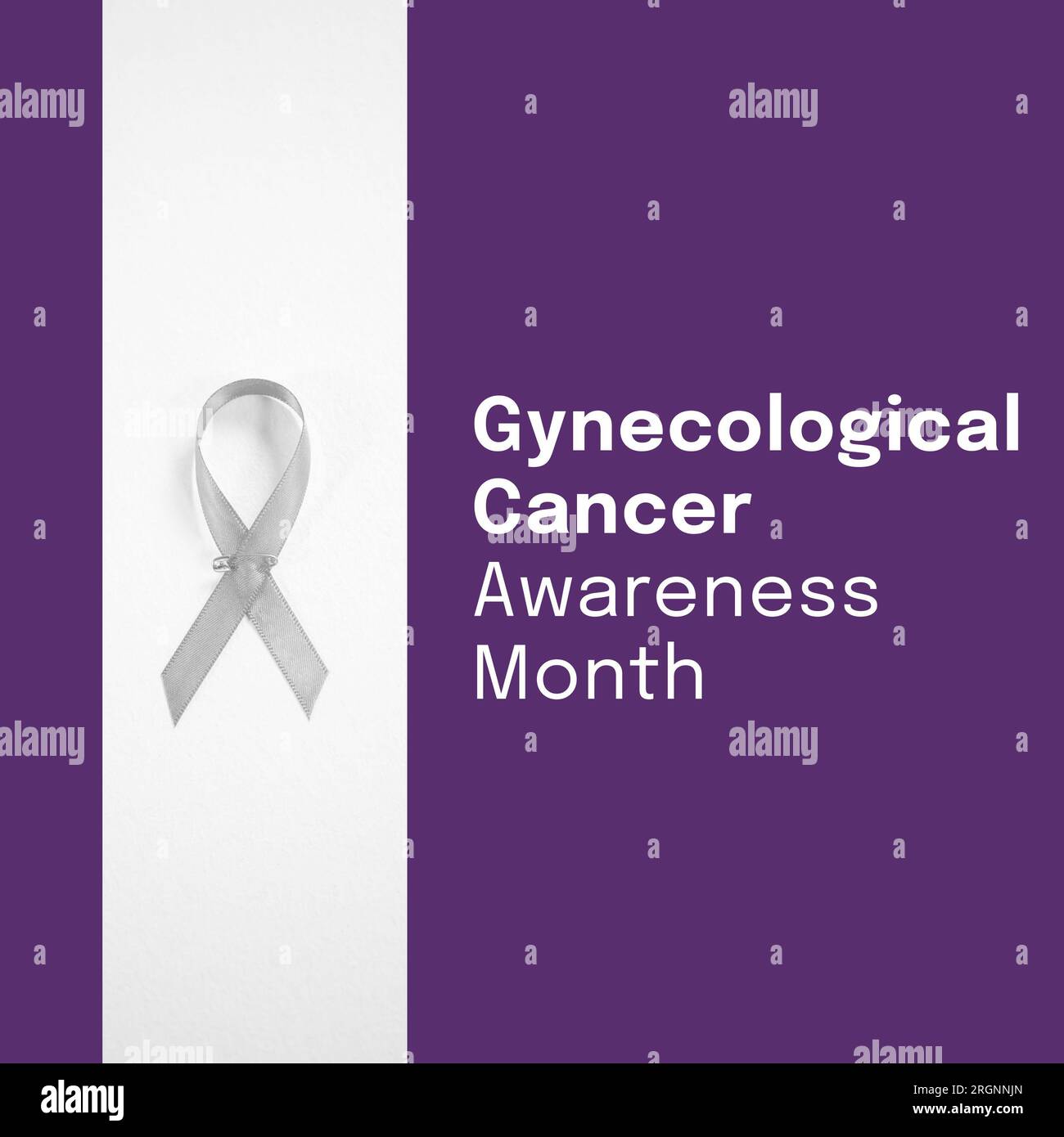 Composite of gynecological cancer awareness month over ribbon on purple ...