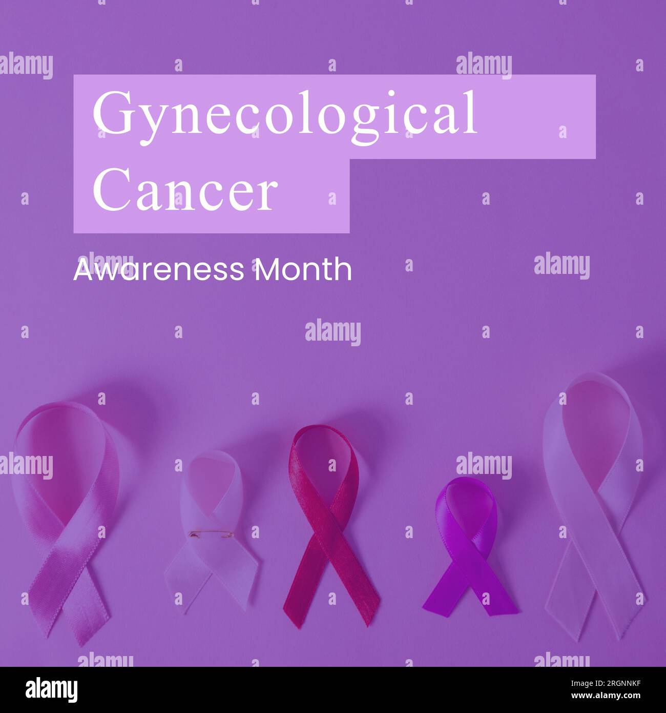 Composite of gynecological cancer awareness month over ribbons on ...