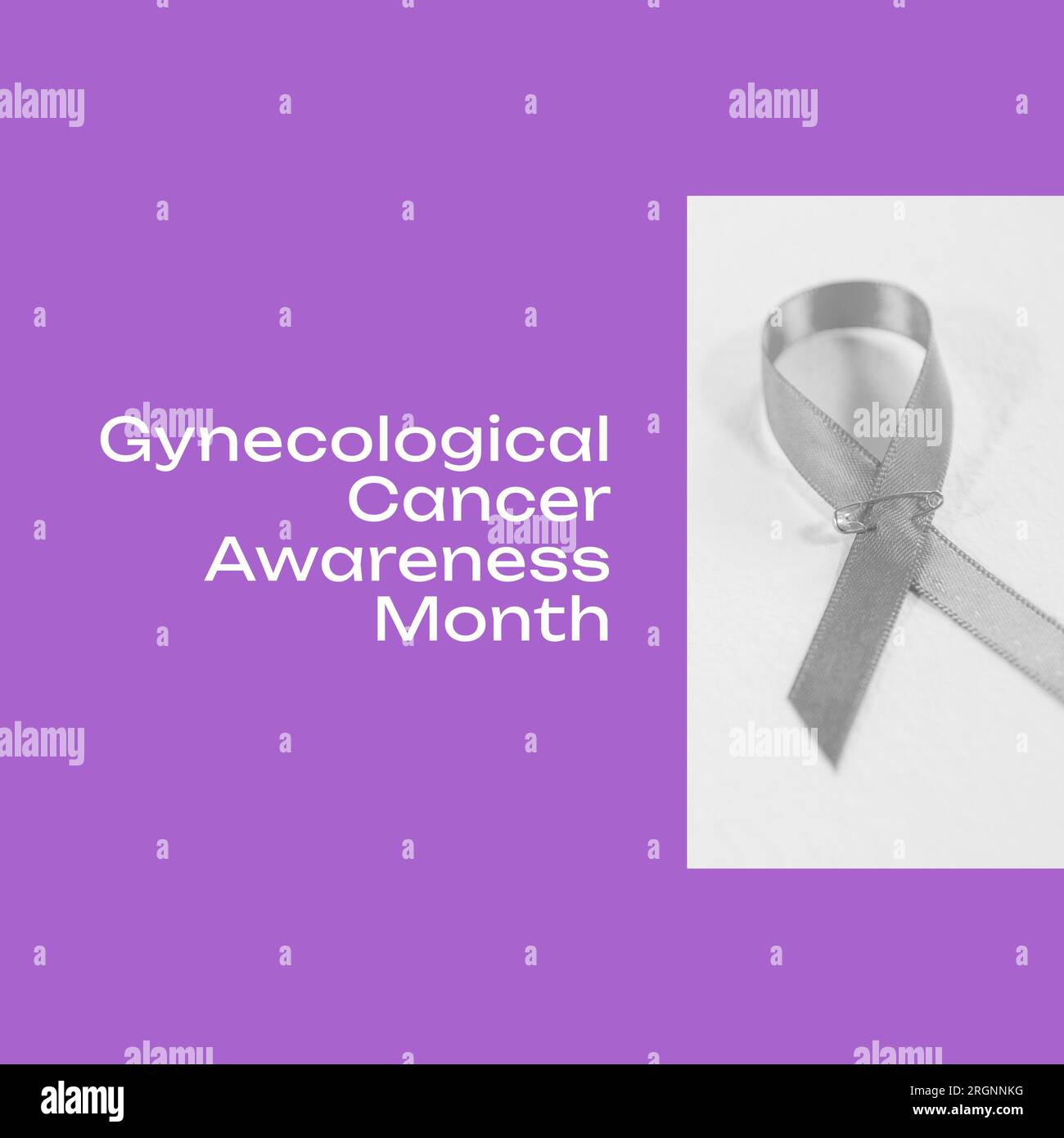 Composite of gynecological cancer awareness month over ribbon on purple ...