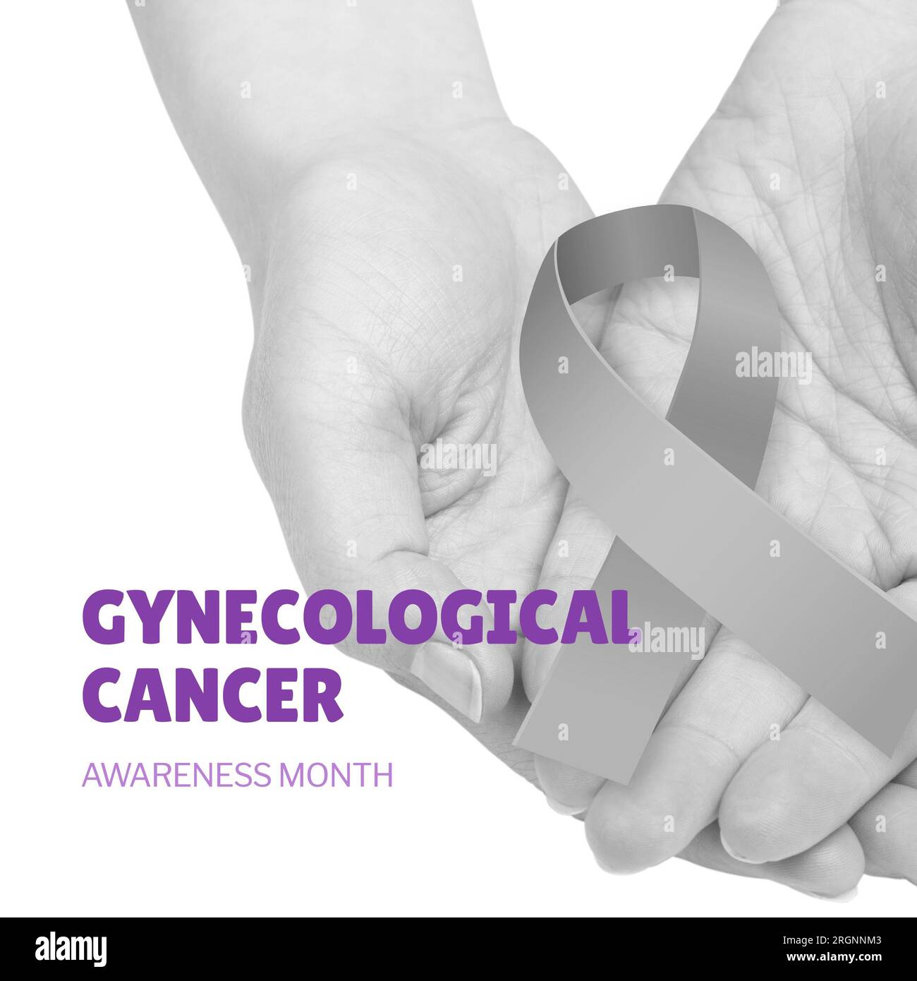 Composite of gynecological cancer awareness month over ribbon on ...