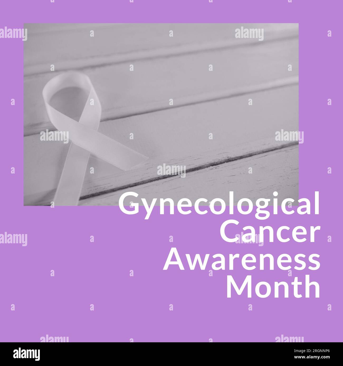 Composite of gynecological cancer awareness month over ribbon on grey ...