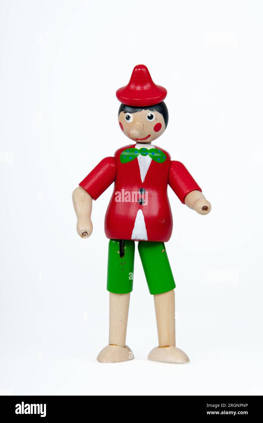 Wooden Pinocchio on white background Stock Photo - Alamy