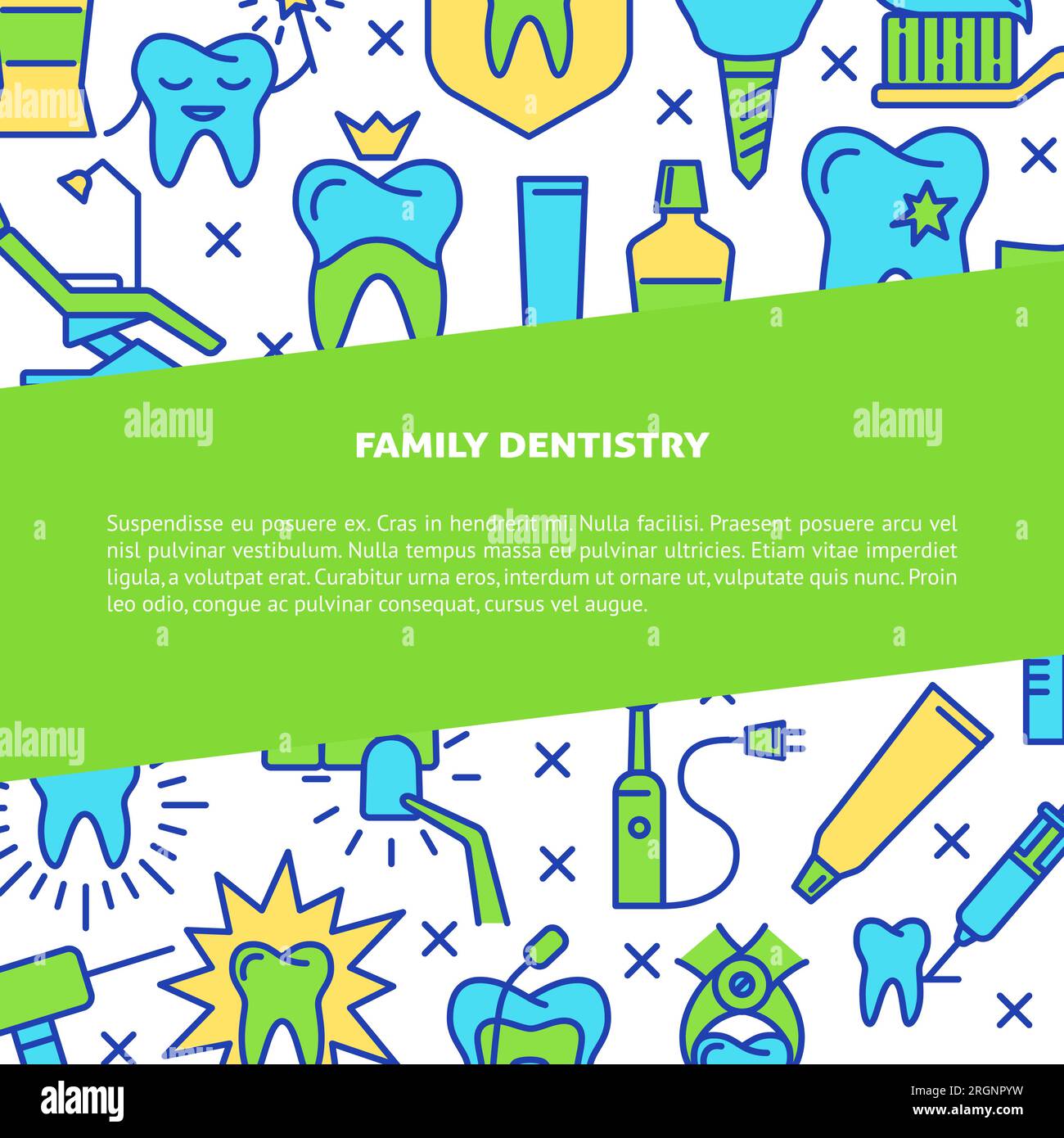 Family dentistry clinic banner template in line style. Stomatology and ...