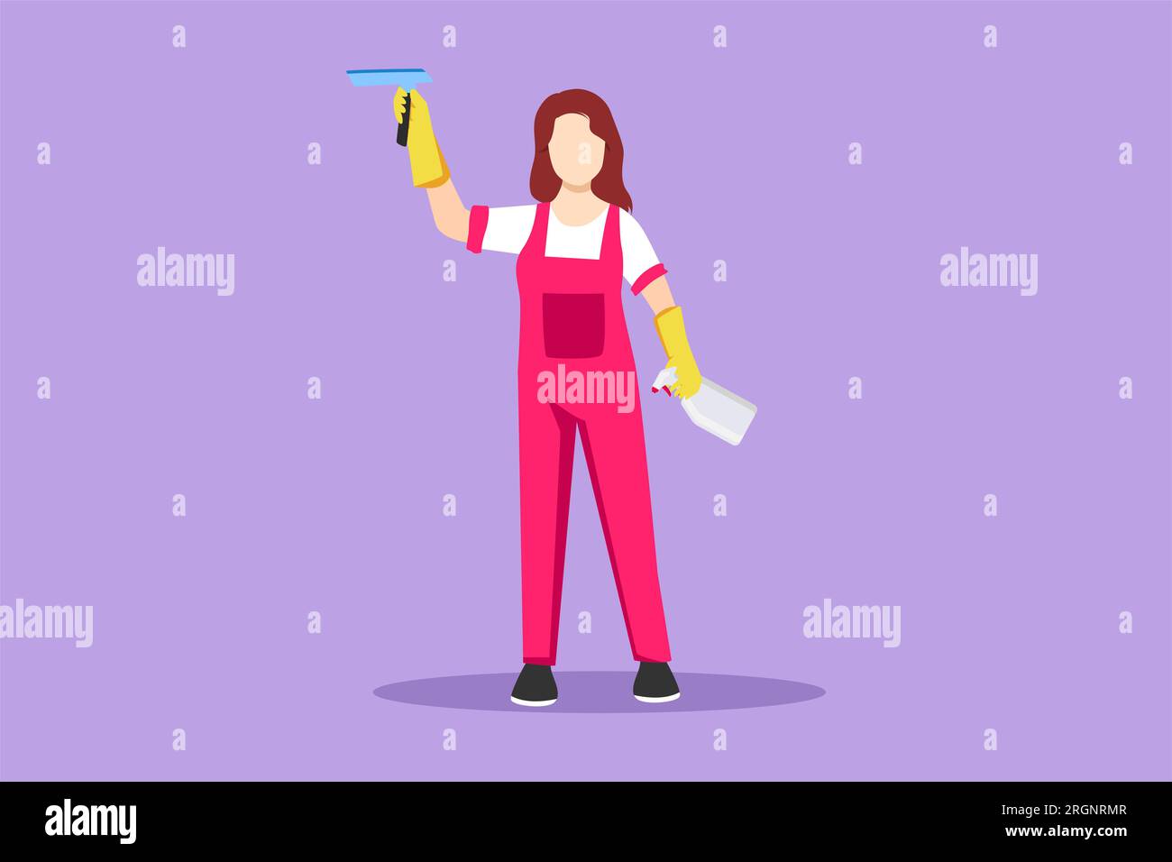 Character flat drawing of smiling cleaning staff member is wiping the ...