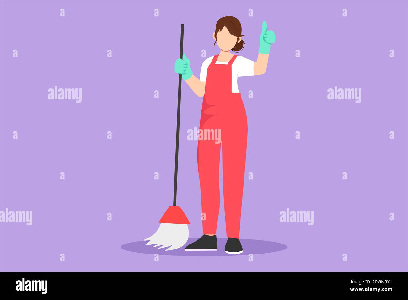 Character flat drawing smiling beautiful female cleaning company staff ...