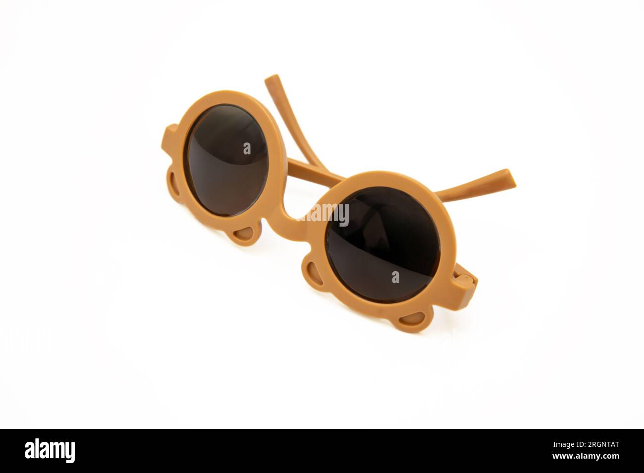 Kids sunglasses isolated on white background, children round frame ...