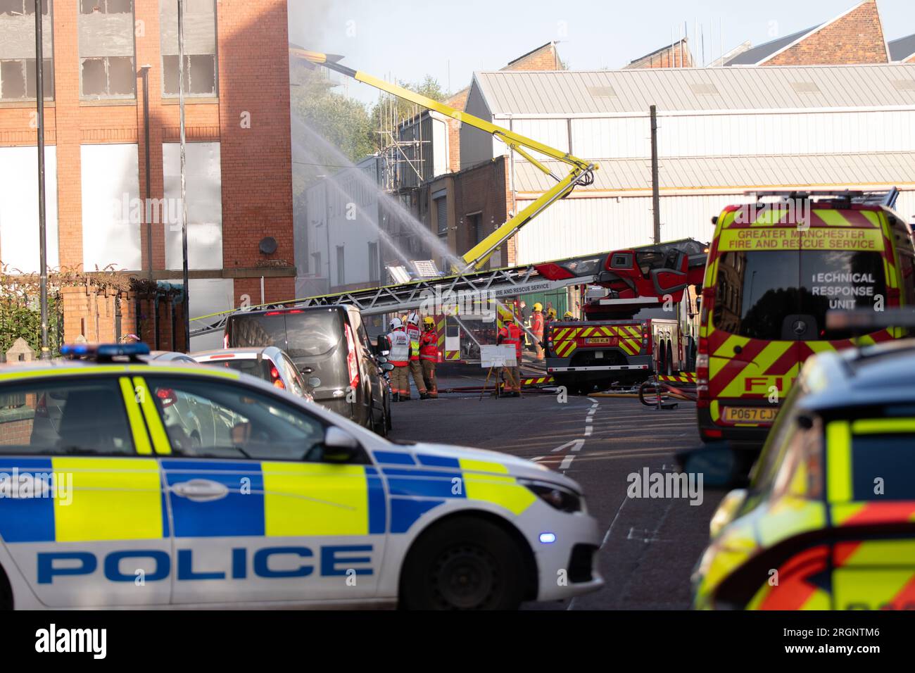 Manchester UK, 11th of August 2023, A large fire, which started in the ...