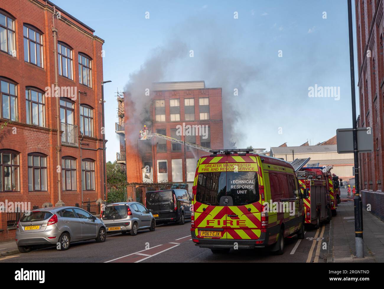 Manchester UK, 11th of August 2023, A large fire, which started in the ...