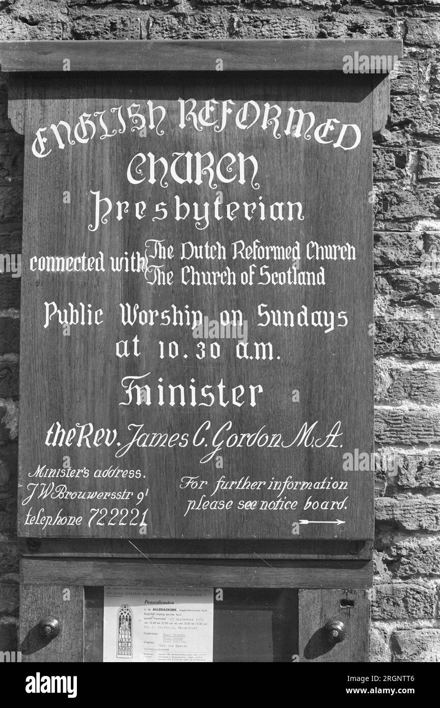 English Reformed Church Presbyterian sign ca. 1972 Stock Photo - Alamy