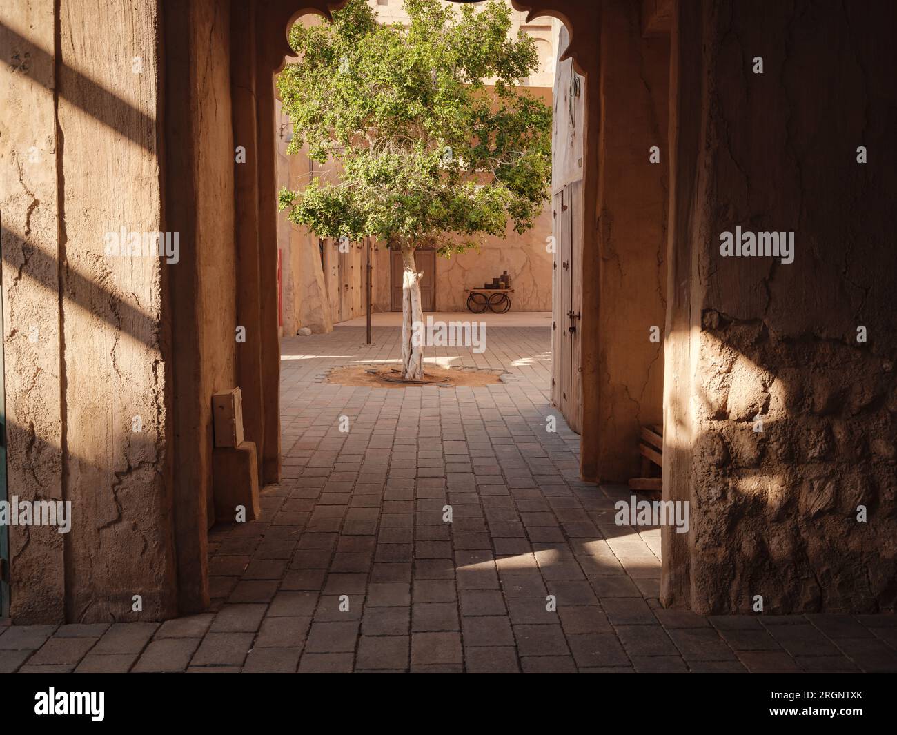 Al seef old historical district with traditional Arabic architecture ...