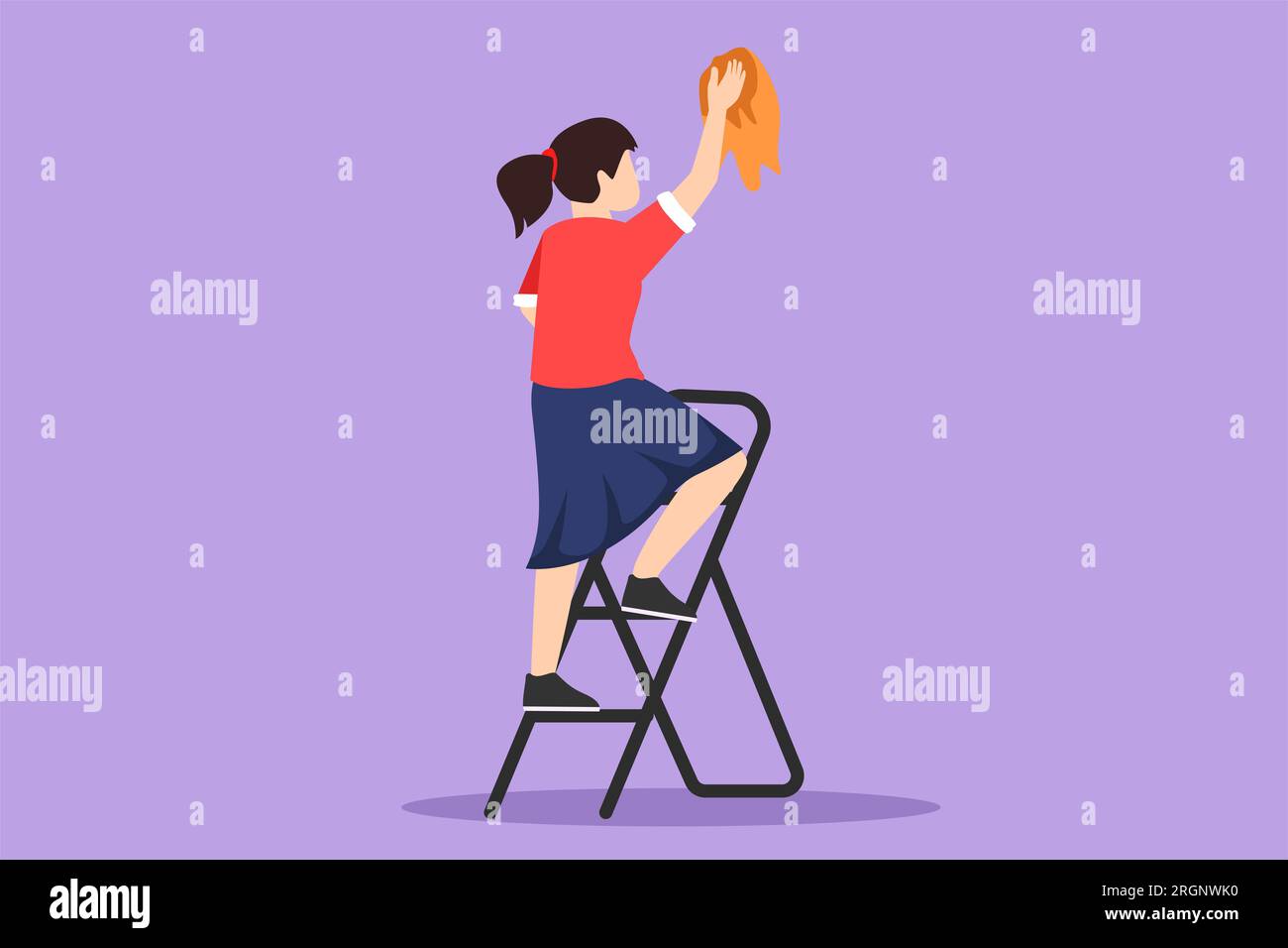 Cartoon Flat Style Drawing Window Washer Is Cleaning Window Using