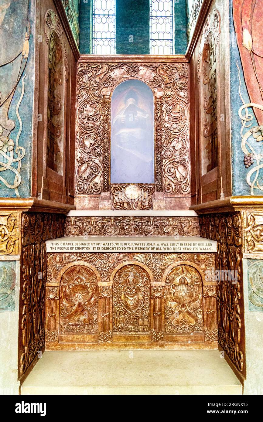 Gilded terracotta altar beneath George Frederic Watts's oil painting of ...