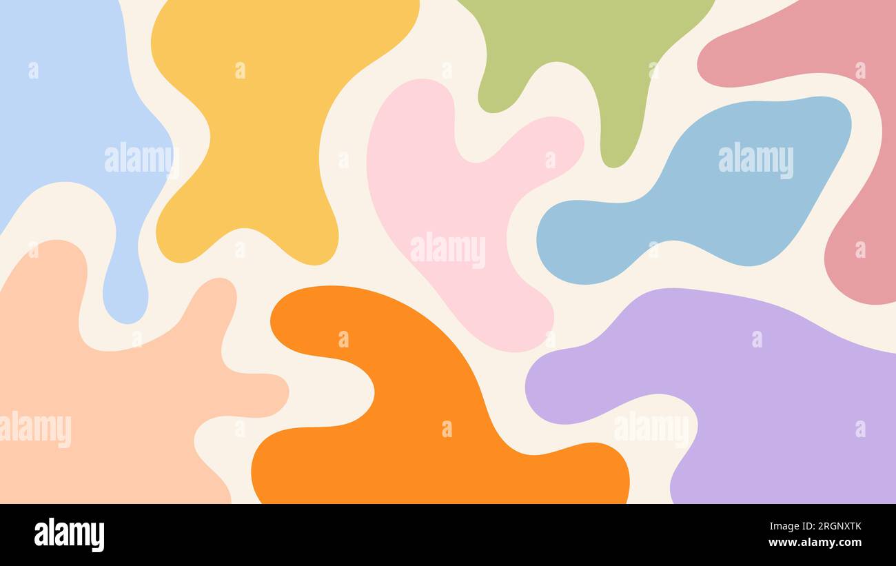 Colorful abstract organic shape background in childish doodle style ...